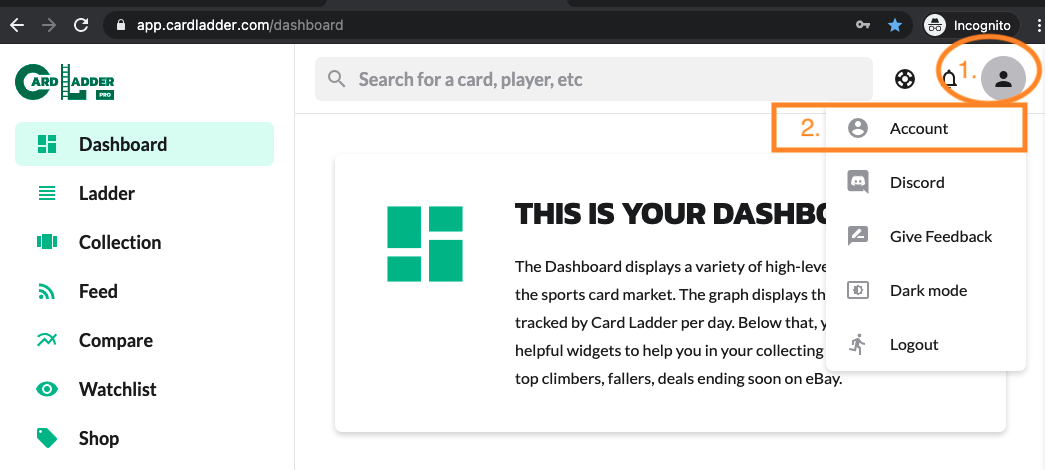 How to Change Your Password – Card Ladder