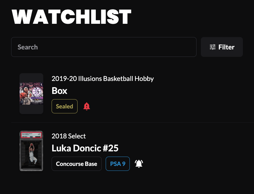 How to Create Notifications via Watchlist Feature – Card Ladder