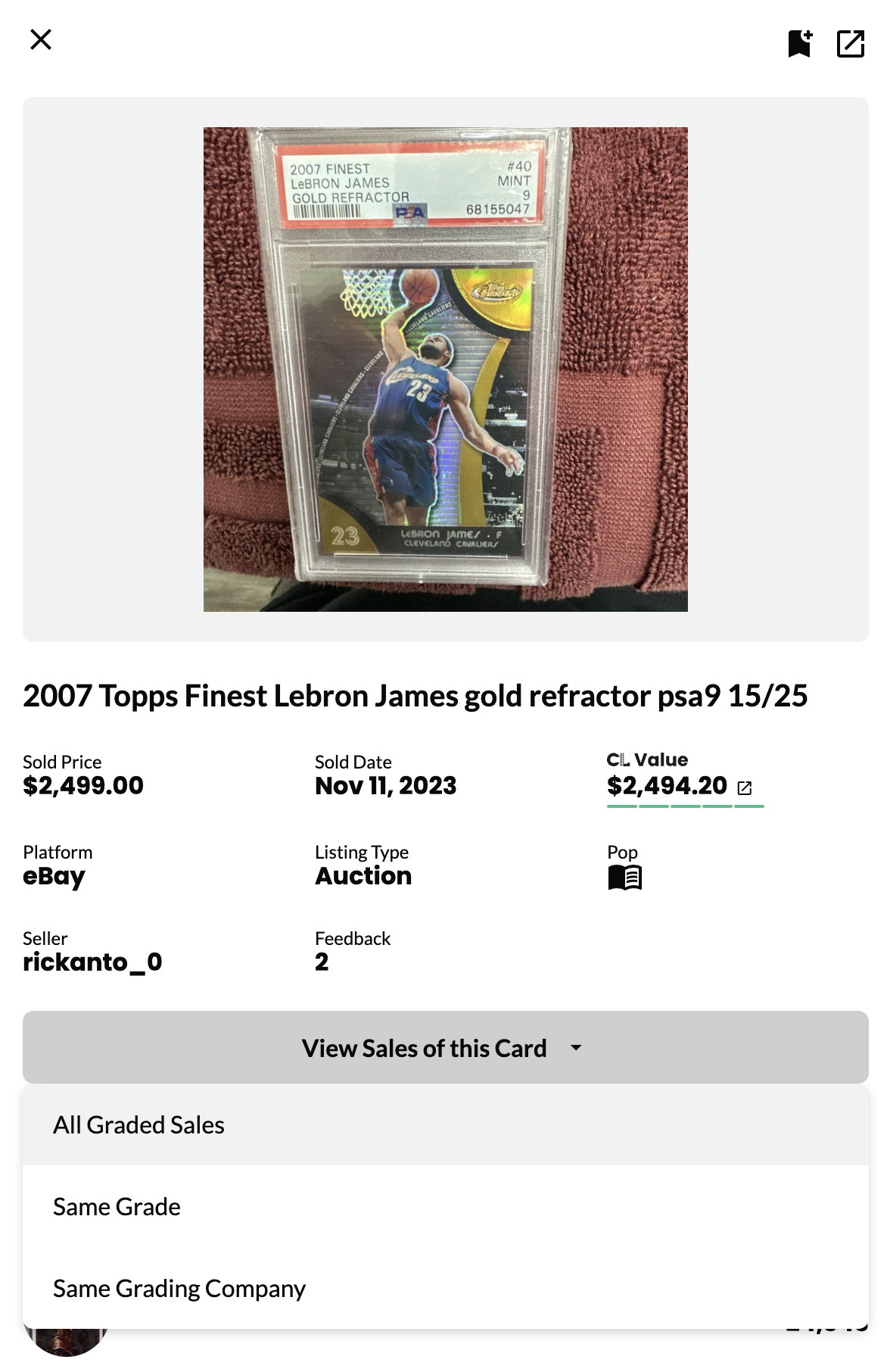 Find the Value of Any Card – Card Ladder